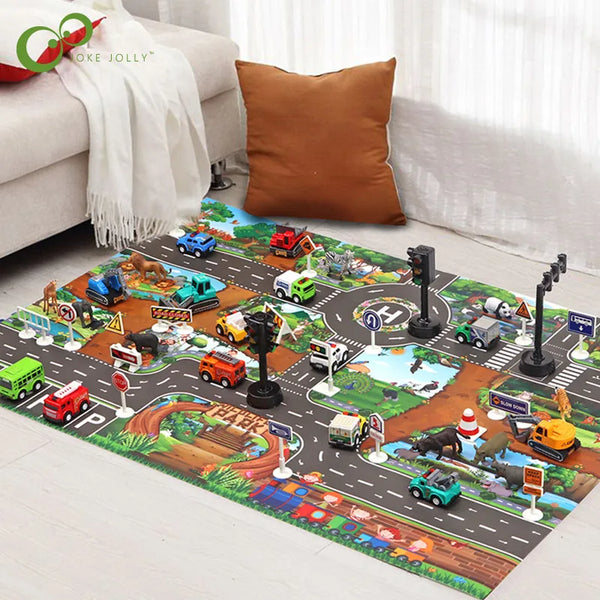 City Car Play Mat with Cars Educational Toys 3 Years Old – Little Dreams UK